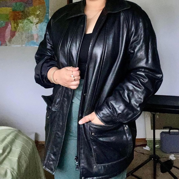 London Fog | Jackets & Coats | Amazing Black Oversized Vintage Leather ...